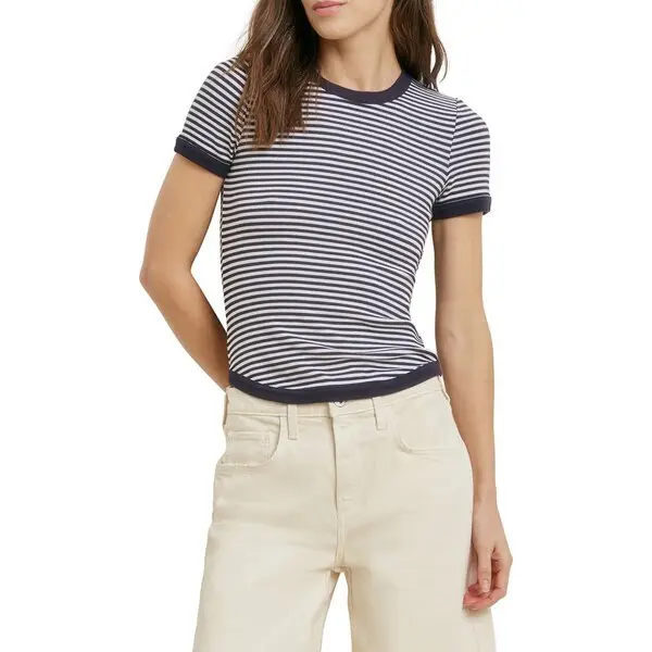 FAVORITE DAUGHTER The Foundation Stripe T-shirt - Navy/white Stripe