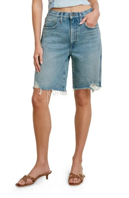 FAVORITE DAUGHTER The Tommy Distressed High Waist Bermuda Shorts - Dublin