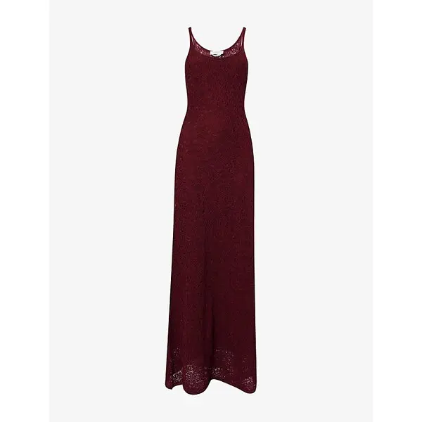 Gabriela Hearst Meridian Lace-knit Midi Dress - Bordeaux