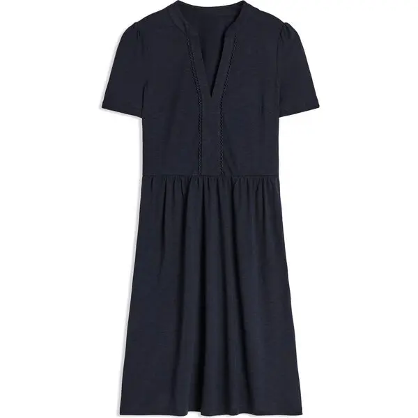 Boden Naomi Picot Trim Cotton Blend Jersey Dress - Navy