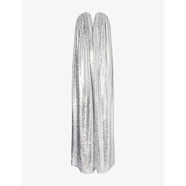 Stella McCartney Strapless Fil Coupe Gown - Silver