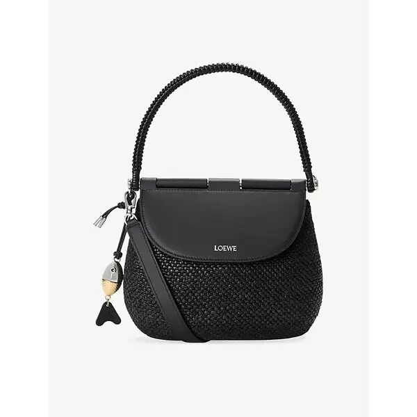 Loewe X Paula's Ibiza Pescador Medium Raffia Cross-body Bag - Black