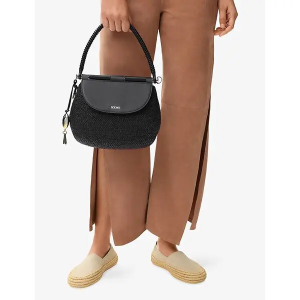 Loewe X Paula's Ibiza Pescador Medium Raffia Cross-body Bag - Black