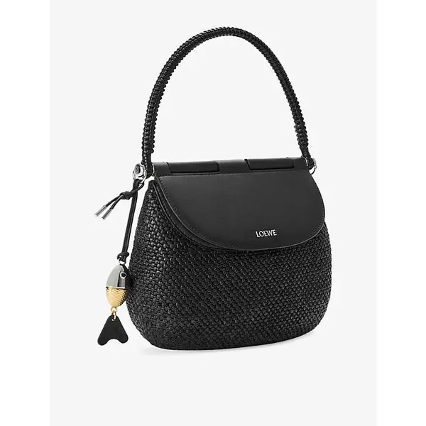 Loewe X Paula's Ibiza Pescador Medium Raffia Cross-body Bag - Black