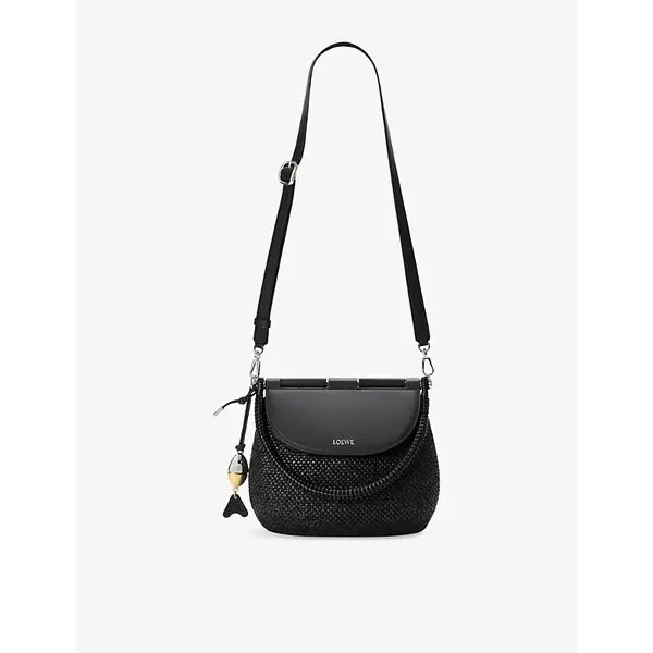 Loewe X Paula's Ibiza Pescador Medium Raffia Cross-body Bag - Black