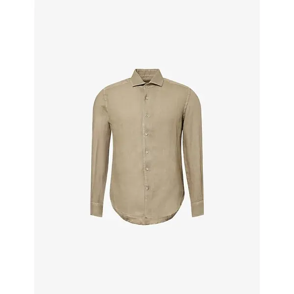 Corneliani Long-sleeve Pointed-collar Linen Shirt