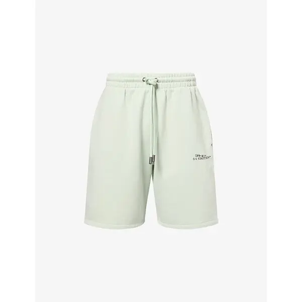 Off-White Type Arrow Cotton-jersey Track Shorts - Fade Out Mint