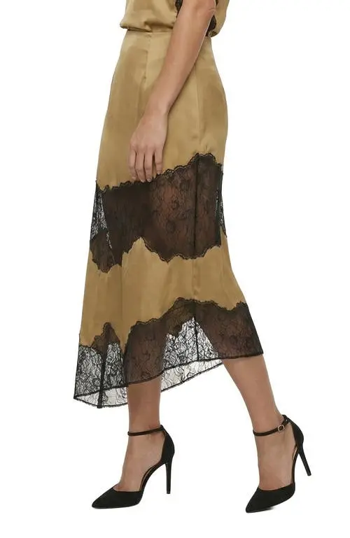 LILY AND LIONEL Elenor Lace Insert Midi Skirt - Light Green
