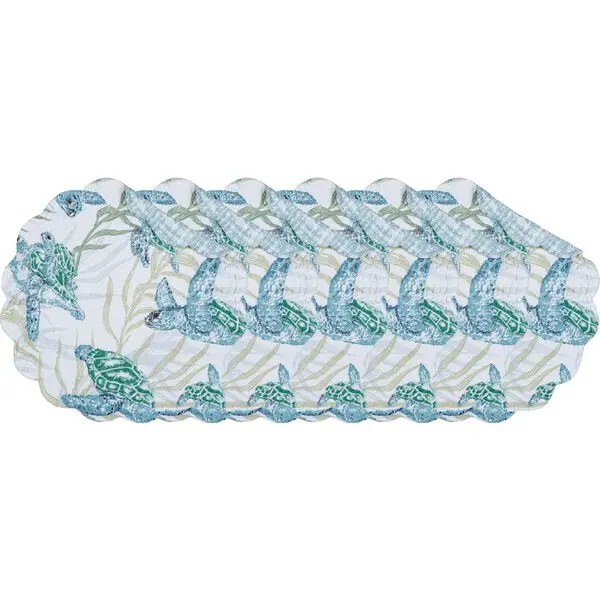 C&F HOME Cape Canaveral Reversible Round Set Of 6 Placemats 17 - Blue