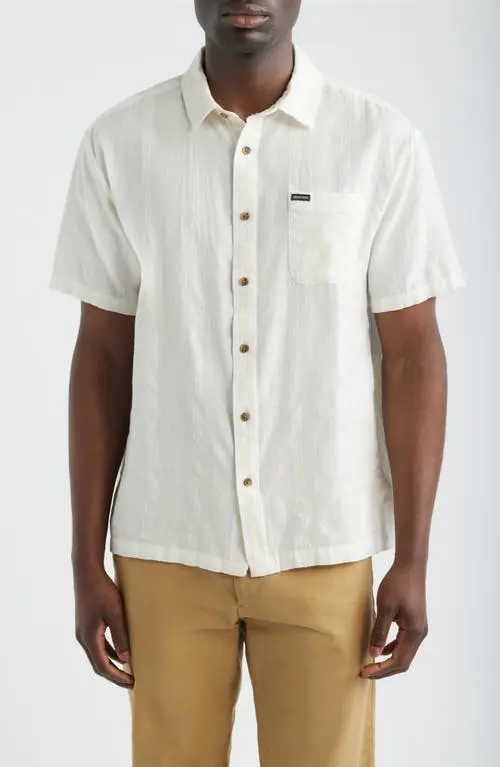 Brixton Cru Textured Stripe Short Sleeve Cotton Dobby Button-up Shirt