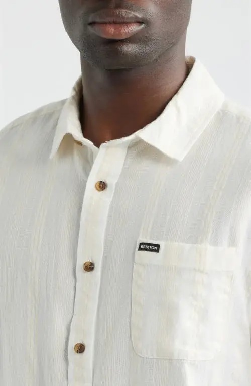 Brixton Cru Textured Stripe Short Sleeve Cotton Dobby Button-up Shirt