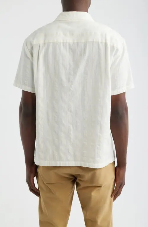 Brixton Cru Textured Stripe Short Sleeve Cotton Dobby Button-up Shirt