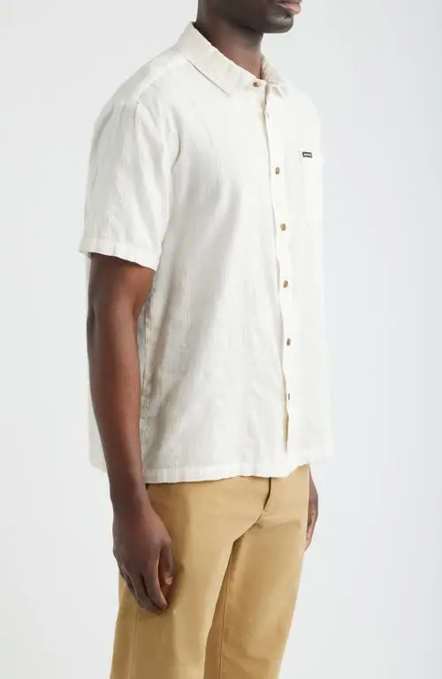 Brixton Cru Textured Stripe Short Sleeve Cotton Dobby Button-up Shirt