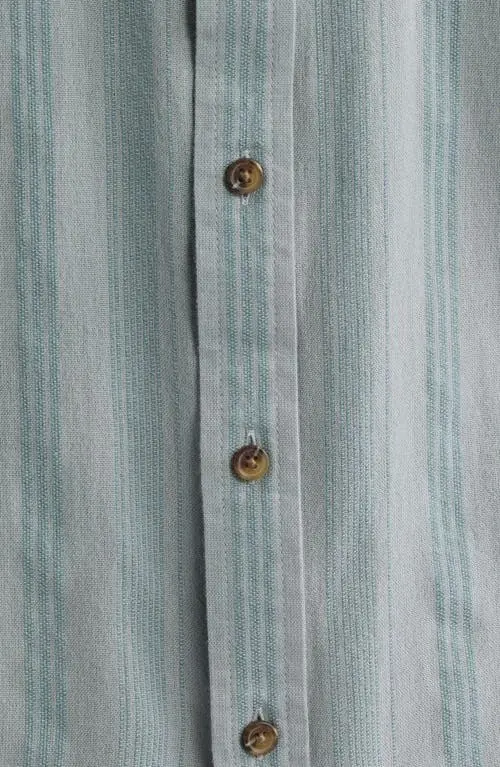 Brixton Cru Textured Stripe Short Sleeve Cotton Dobby Button-up Shirt - Trooper