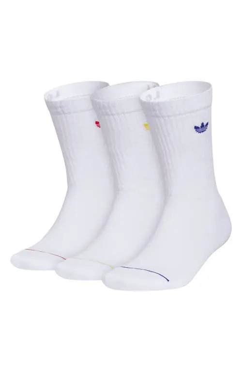 Adidas Gender Inclusive Originals Assorted 3-pack Crew Socks - White/scarlet/yellow
