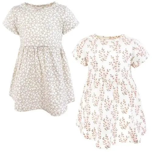 HUDSON BABY 2-pack Cotton Dress Set - Pink Taupe Florals