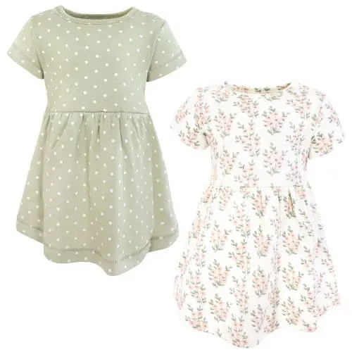 HUDSON BABY Baby Cotton Dress 2-pack - Pink Sage Florals