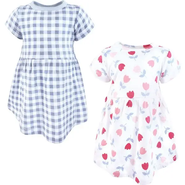 HUDSON BABY 2-pack Printed Cotton Dress - Blue Pink Basic Tulip