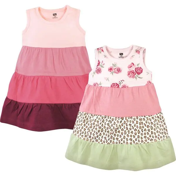 HUDSON BABY 2-pack Printed Cotton Dress - Blush Rose Leopard
