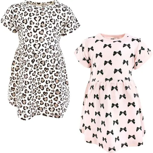HUDSON BABY 2-pack Printed Cotton Dress - Bow Heart Leopard