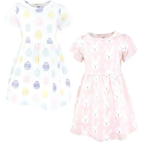 HUDSON BABY 2-pack Printed Cotton Dress - Easter Bunny Pink