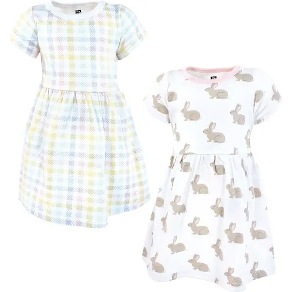 HUDSON BABY 2-pack Printed Cotton Dress - Easter Plaid Bunny