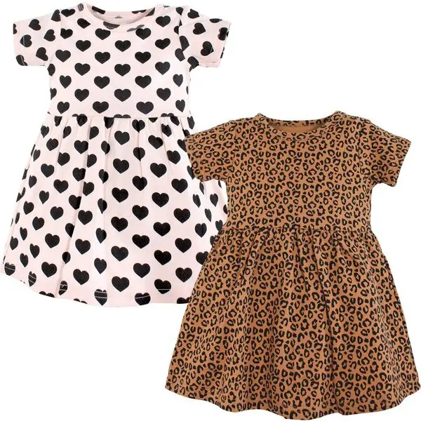 HUDSON BABY 2-pack Printed Cotton Dress - Leopard And Hearts