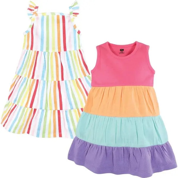 HUDSON BABY 2-pack Printed Cotton Dress - Rainbow Stripe