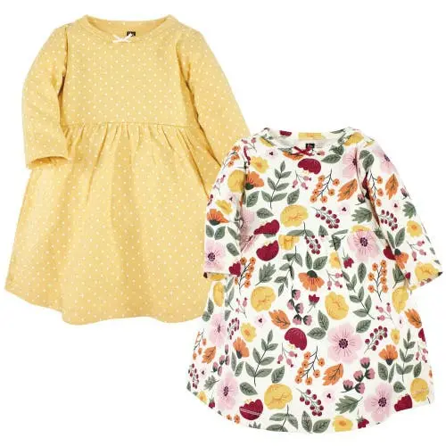 HUDSON BABY Two-pack Of Long-sleeve Dresses - Fall Botanical