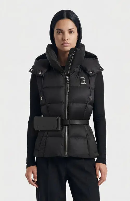 Rudsak Cassidy Down Vest With Removable Hood And Pouch Belt - Black