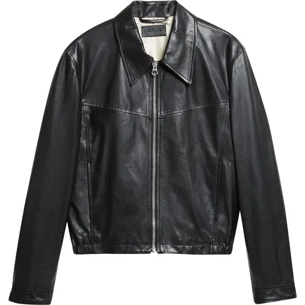 LEMAIRE Leather Blouson Biker Jacket - Black