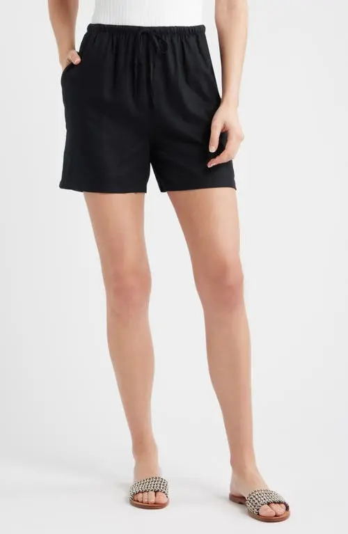 Caslon Linen Blend Shorts - Black