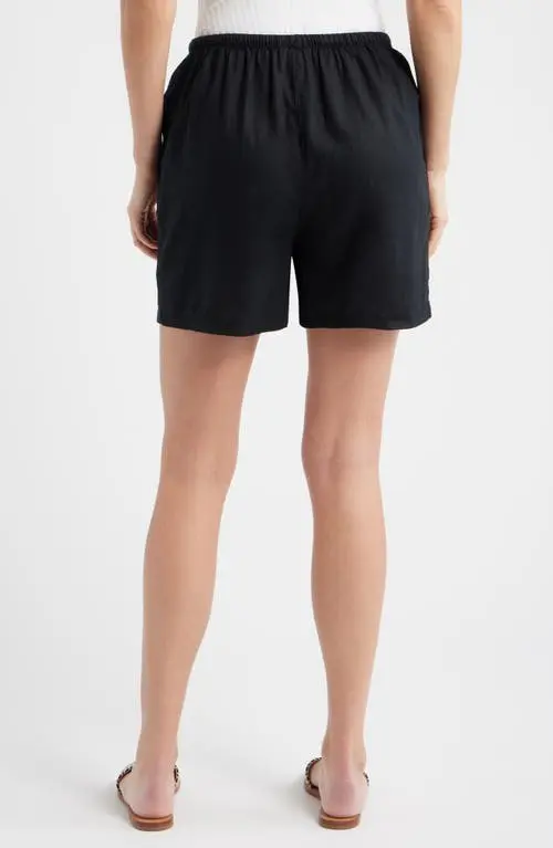 Caslon Linen Blend Drawstring Shorts - Black