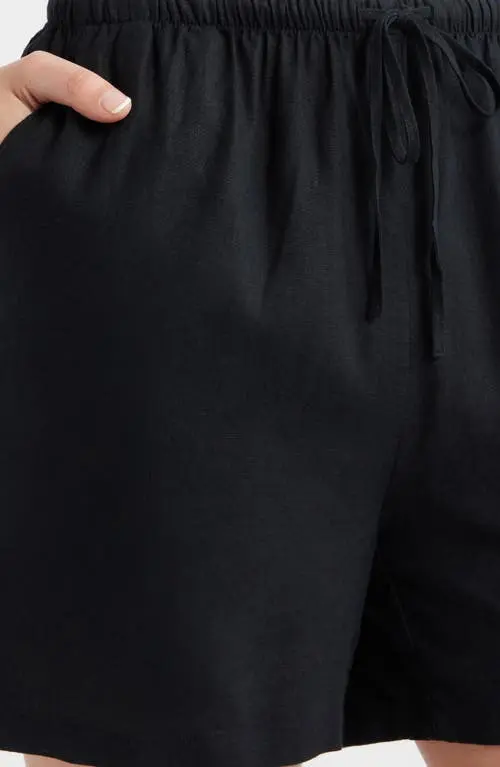 Caslon Linen Blend Drawstring Shorts - Black
