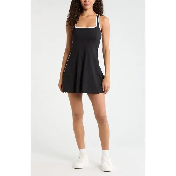 Zella Serene Contrast Binding Minidress - Black