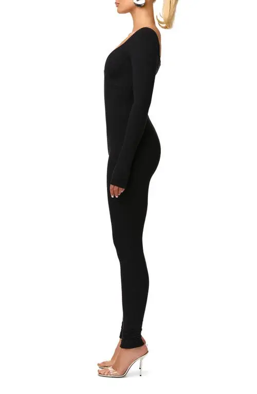 Naked Wardrobe Faux Bustier Ribbed Jumpsuit