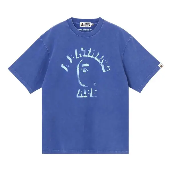 A BATHING APE Relaxed Fit Tee With College Print - Blue