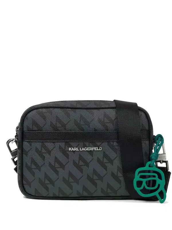 Karl Lagerfeld Monogram Messenger Bag - Grey