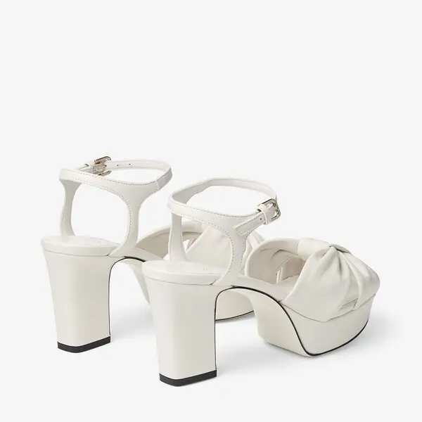 JIMMY CHOO Heloise 80 Latte Nappa Leather Platform Sandals