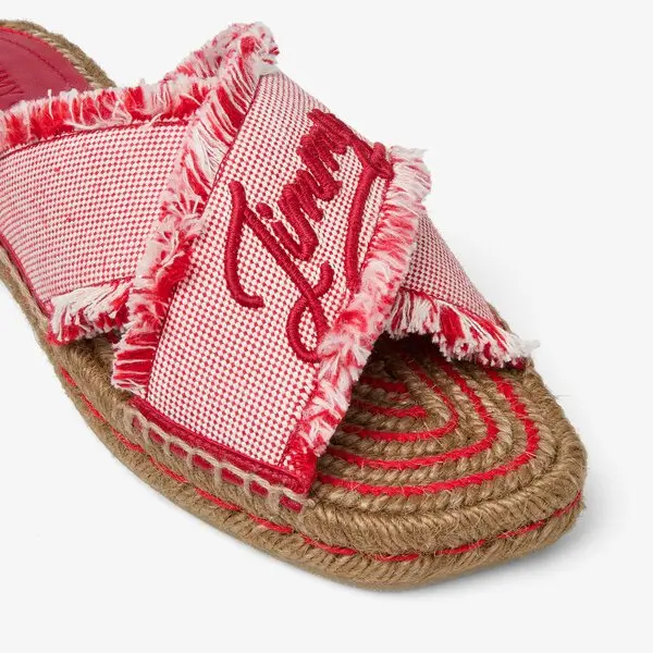 JIMMY CHOO Aciel Frayed Canvas Flat Sandals