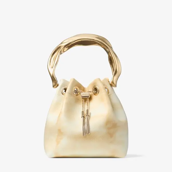 JIMMY CHOO Bon Bon Tie Dye Leather Bag With Sculpted Handle - Natural Mix/gold