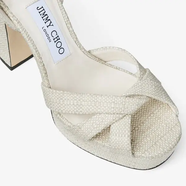 JIMMY CHOO Kove 120 Raffia Platform Sandals - Neutral