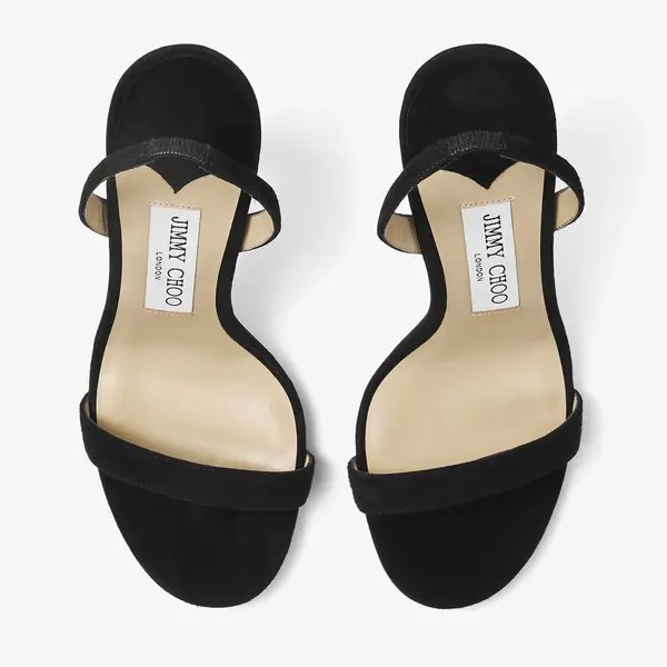 JIMMY CHOO Jenn 100 Suede Sandals - Black