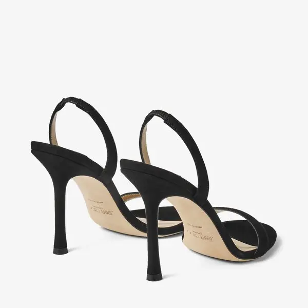 JIMMY CHOO Jenn 100 Suede Sandals - Black