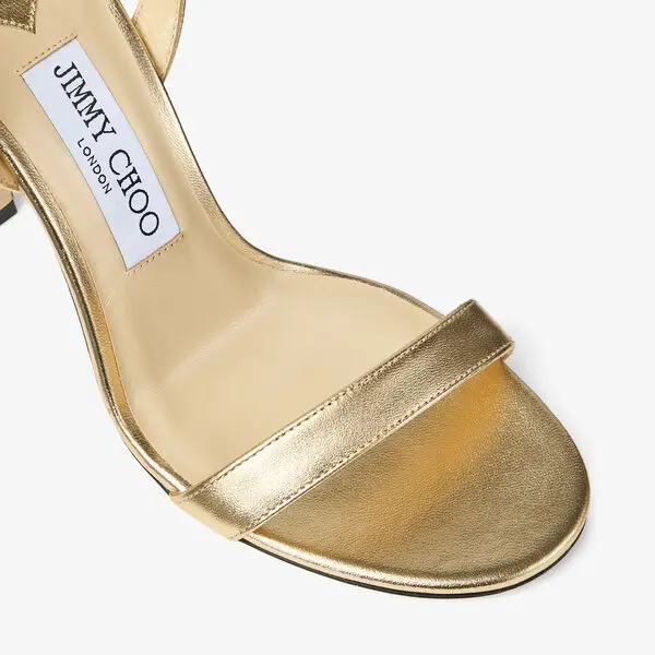 JIMMY CHOO Jenn 100 Gold Metallic Nappa Leather Sandals - Silver
