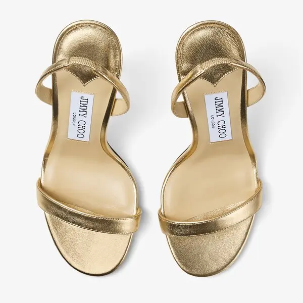 JIMMY CHOO Jenn 100 Gold Metallic Nappa Leather Sandals - Silver