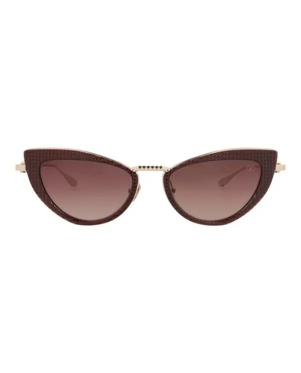 Valentino Garavani Acetate And Metal Cat Eyeframe Sunglasses - Bordeaux Gold Rose (vls/102c/50)