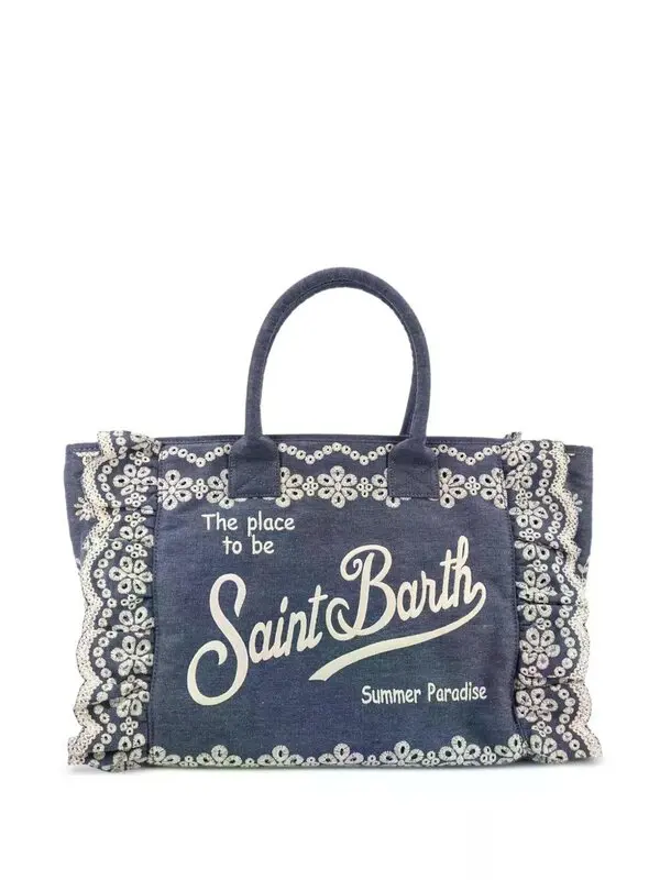 MC2 SAINT BARTH Embroidered Ruffled Tote Bag
