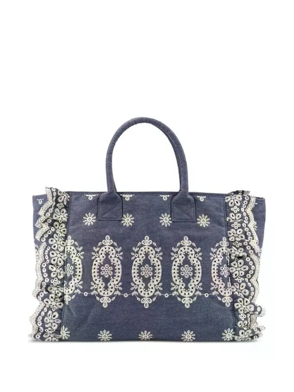 MC2 SAINT BARTH Embroidered Ruffled Tote Bag