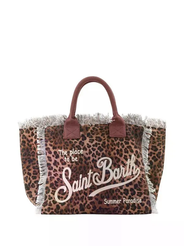 MC2 SAINT BARTH Leopard-print Frayed Tote Bag - Brown